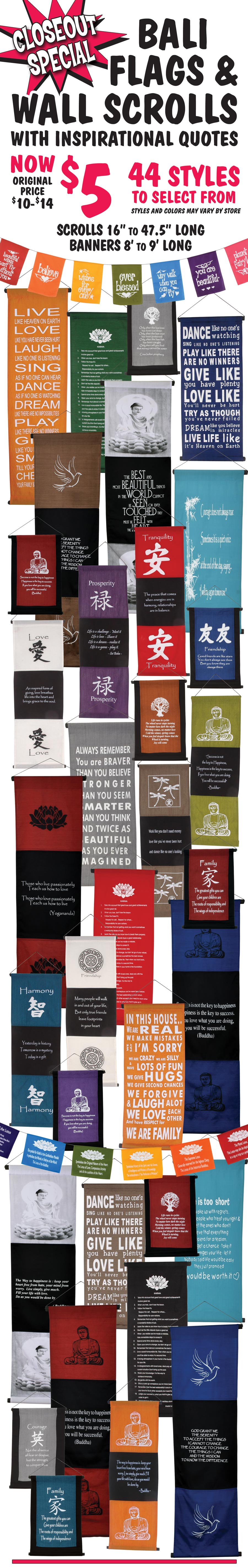 Bali Flags and Wall Scrolls 44 Styles $5